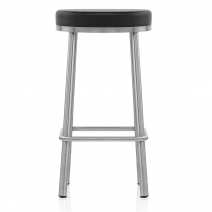 Tabouret Faux Cuir Chrome Brossé - Vision - Monde du Tabouret